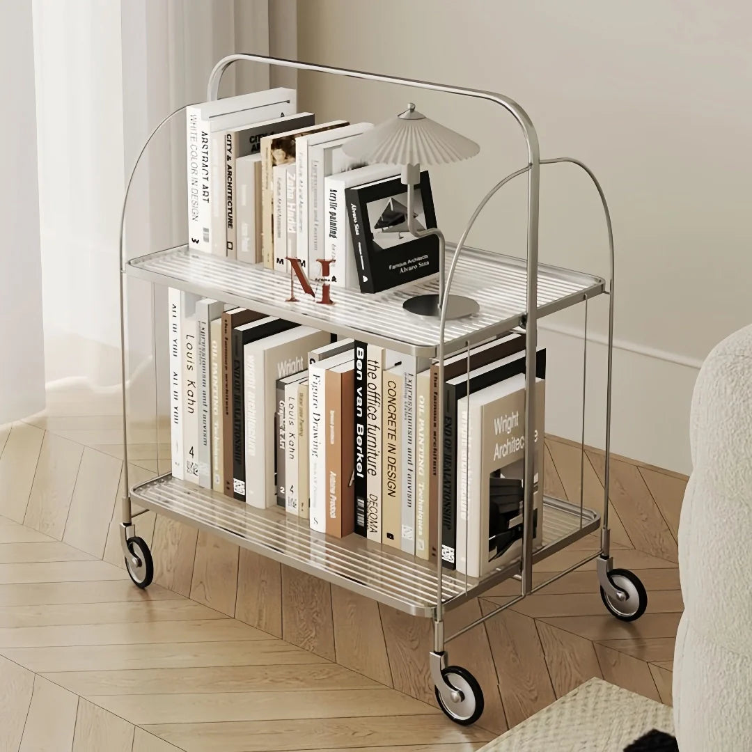Folding Mid-Century Glass Cart Chic Movable Side Cart – Zwob