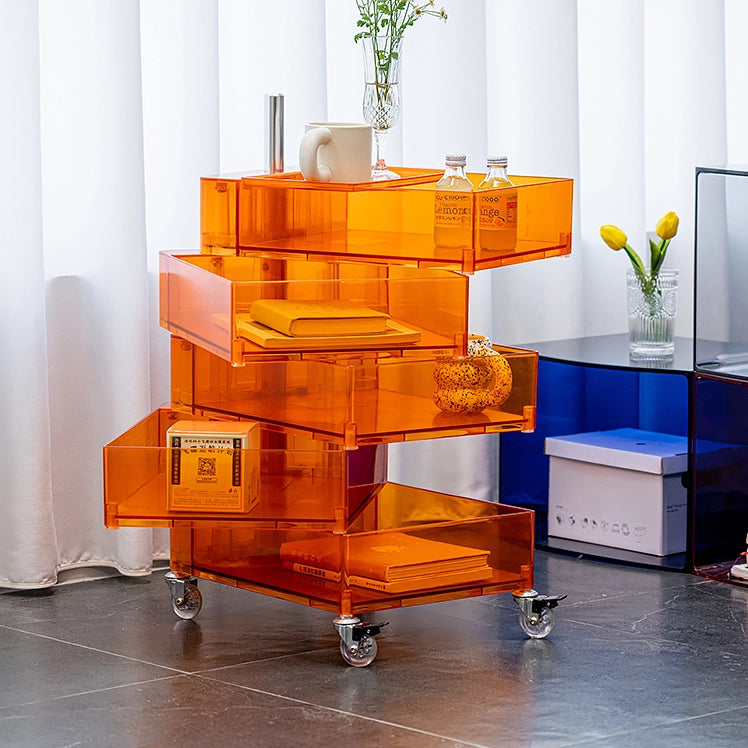 Modern Rotating Multi-Tier Storage Cabinet Movable Accent Table – Zwob