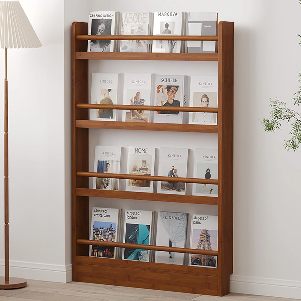Slim Natural Bamboo Bookshelf Wall Display Rack – Zwob