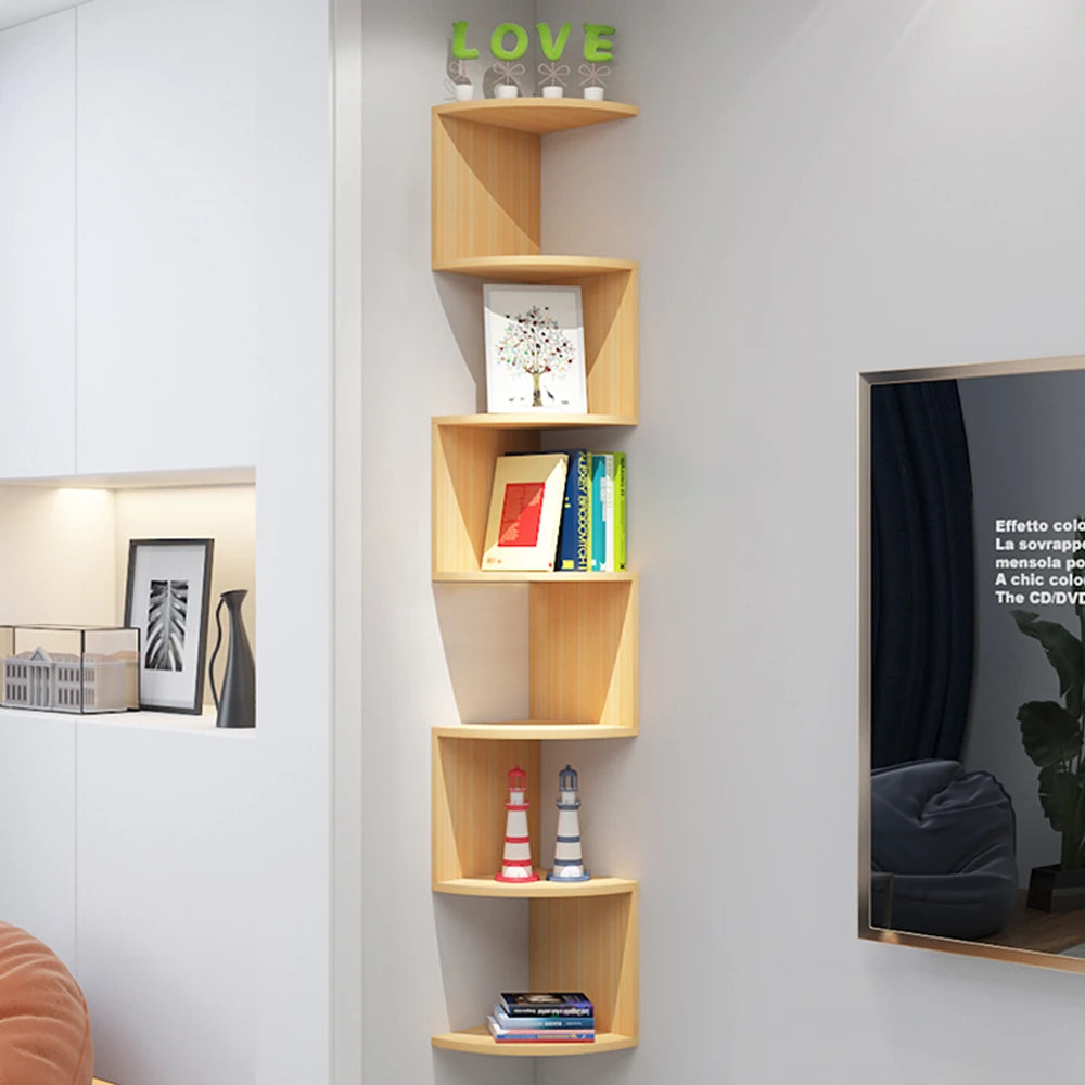 Solid Wall Shelf Wooden Corner Floating Bookcase – Zwob
