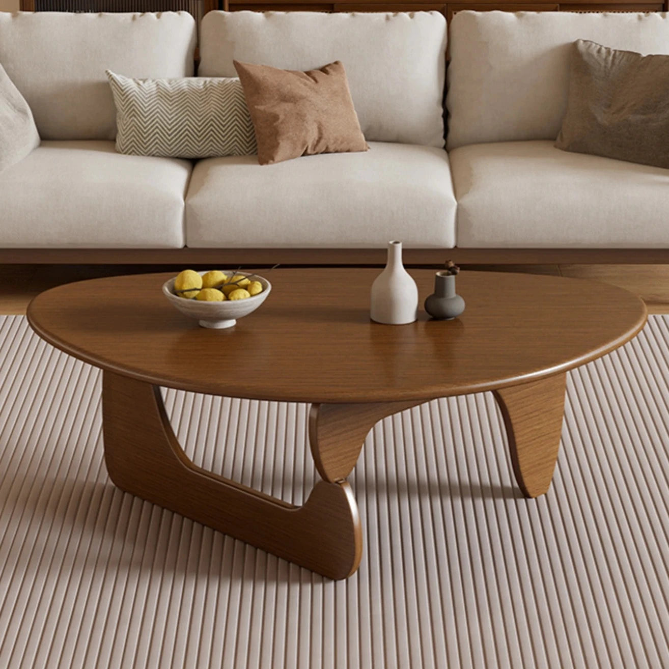 Solid Wood Round Coffee Table Modern Table – Zwob